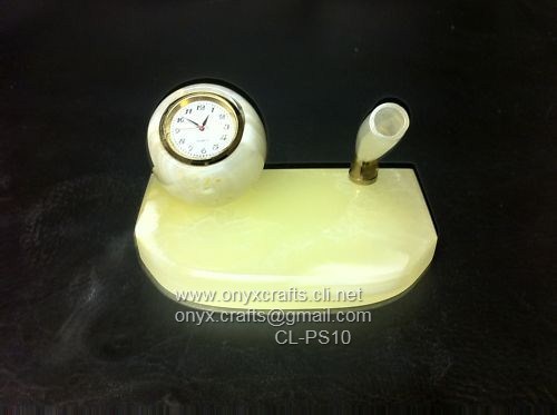 Low cost Onyx Marble handcarved Stone Clock Manufacturer